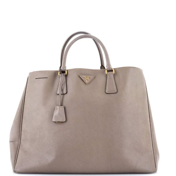 Prada | Bags | Prada Double Zip Lux Tote Saffiano Leather Xl Gray ...